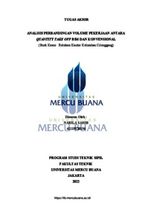 ANALISIS PERBANDINGAN VOLUME PEKERJAAN ANTARA QUANTITY TAKE OFF BIM DAN KONVENSIONAL (Studi ...